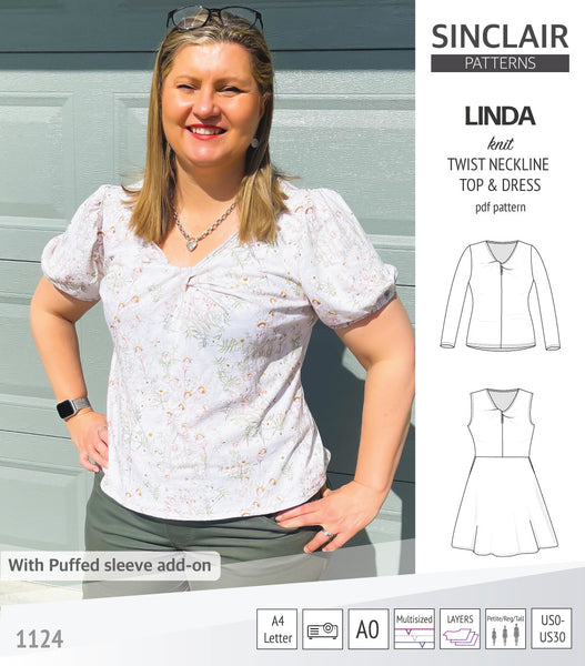 Linda twist neckline knit top and dress (PDF sewing pattern) - Sinclair ...