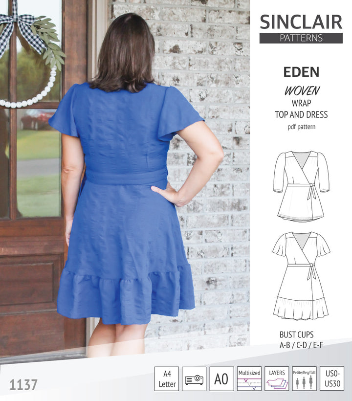 Eden true wrap dress and top for woven fabrics (PDF) – Sinclair Patterns