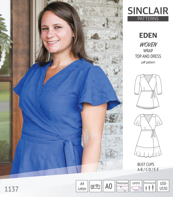 Eden true wrap dress and top for woven fabrics (PDF) – Sinclair Patterns