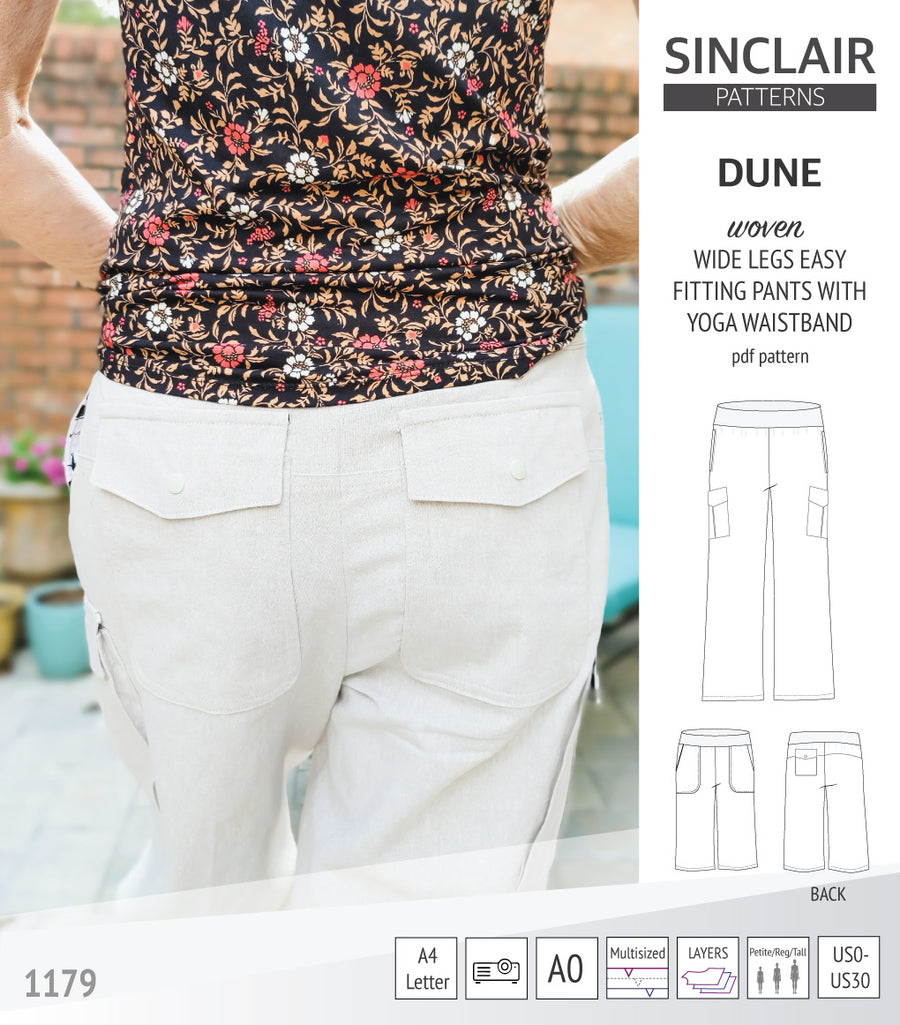 Dune wide leg woven pants with yoga waistband (pdf sewing pattern ...