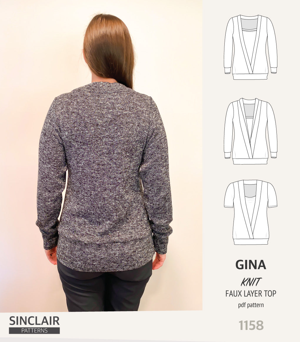 Gina crossover faux underlay knit top (PDF) – Sinclair Patterns