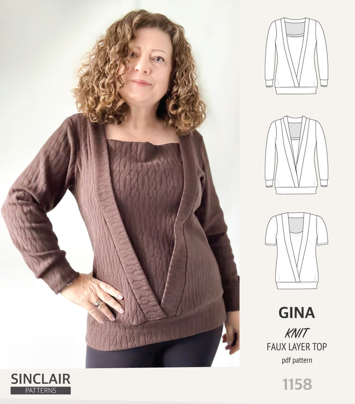 Gina crossover faux underlay knit top (PDF) – Sinclair Patterns