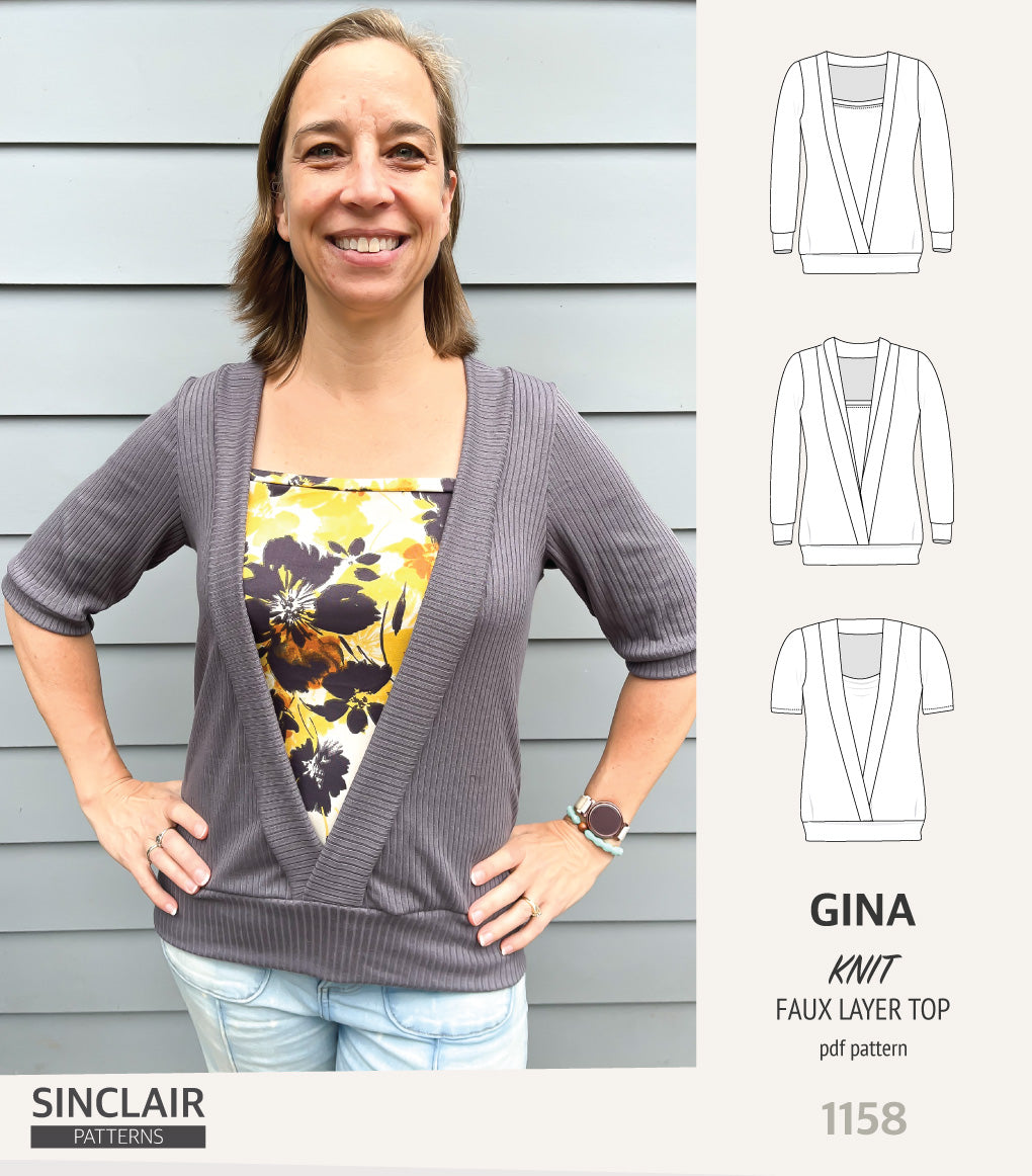 Gina crossover faux underlay knit top (PDF) – Sinclair Patterns