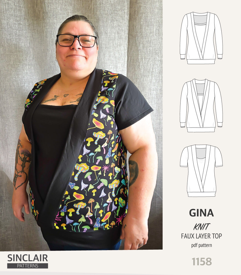 Gina crossover faux underlay knit top (PDF) – Sinclair Patterns