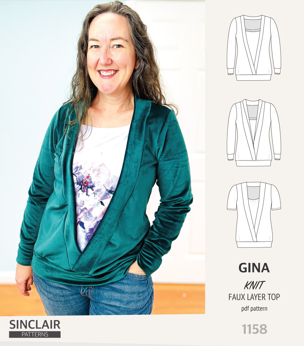 Gina crossover faux underlay knit top (PDF) – Sinclair Patterns