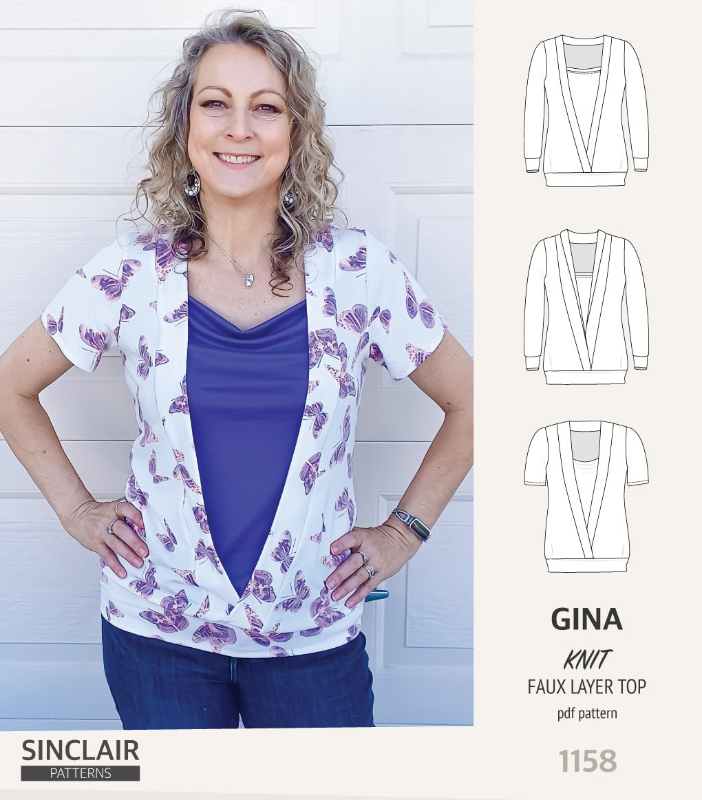 Gina crossover faux underlay knit top (PDF) – Sinclair Patterns