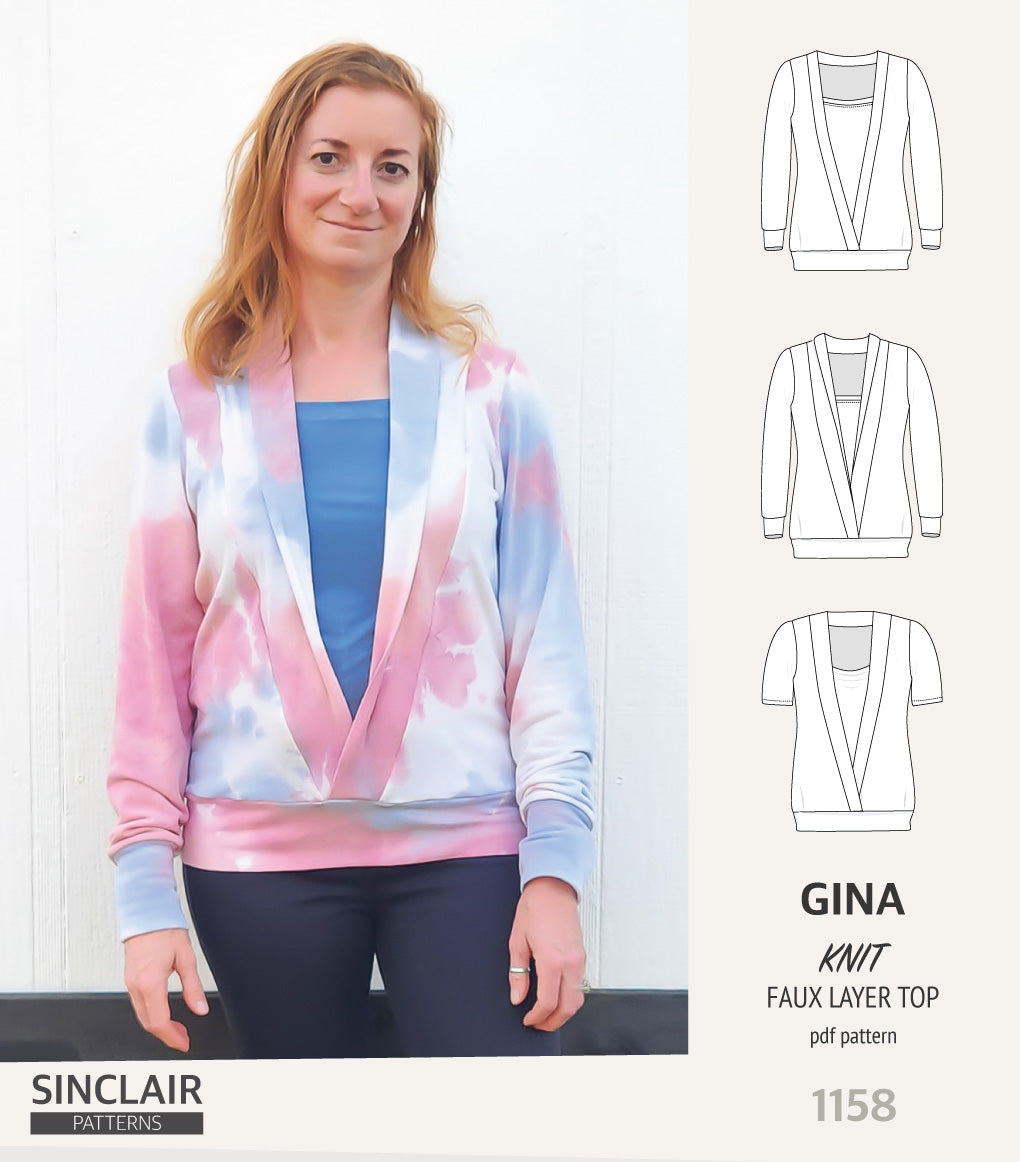 Gina crossover faux underlay knit top (PDF) – Sinclair Patterns