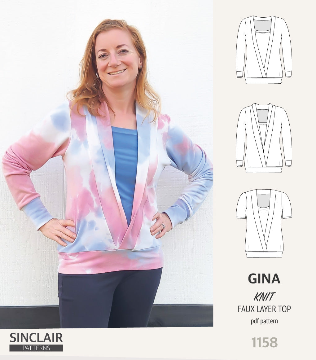Gina crossover faux underlay knit top (PDF) – Sinclair Patterns