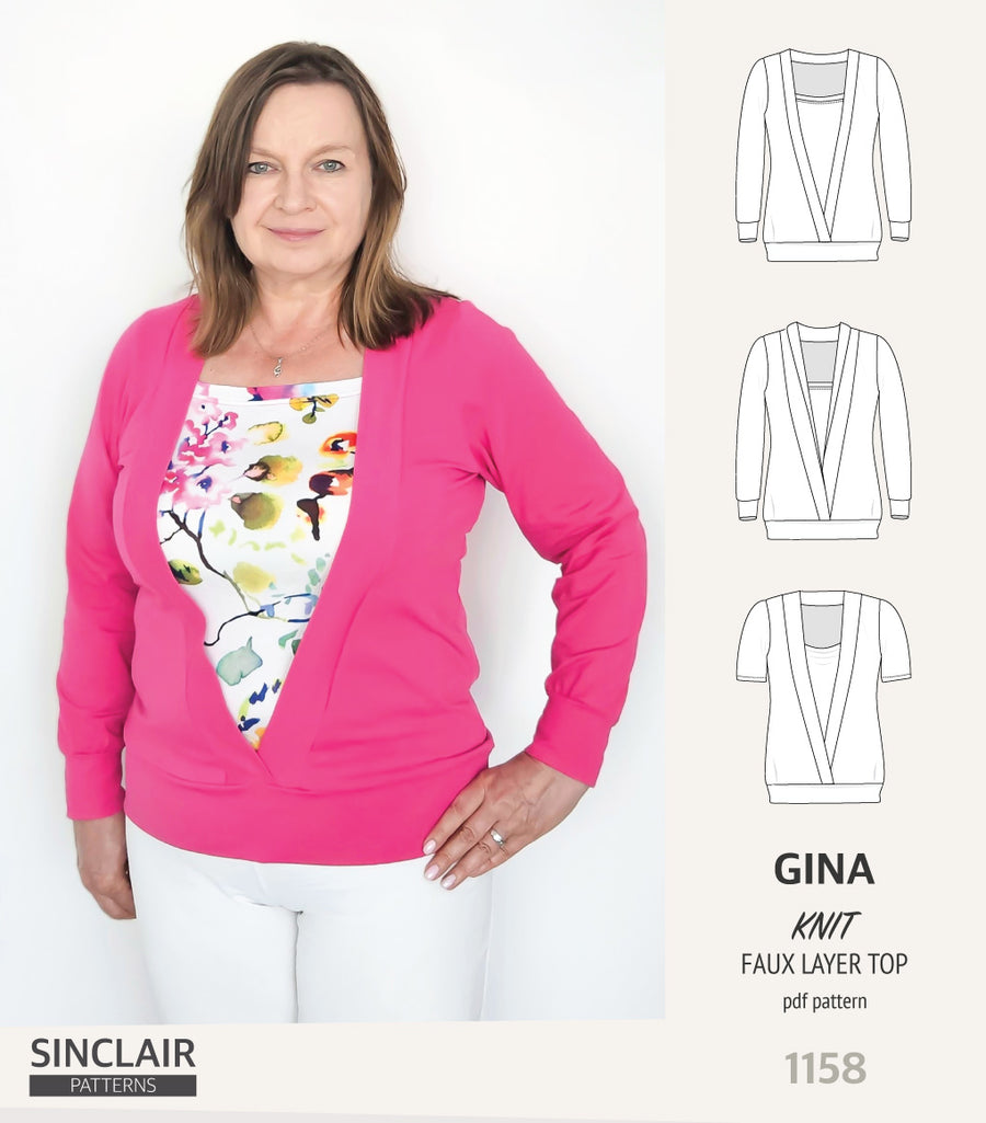 Gina crossover faux underlay knit top (PDF) – Sinclair Patterns