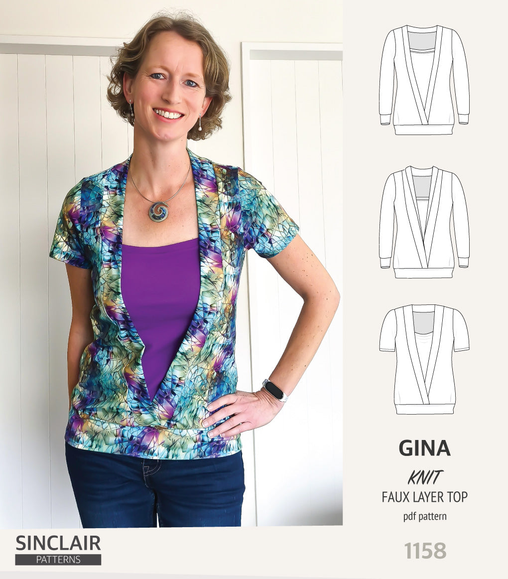 Gina crossover faux underlay knit top (PDF) – Sinclair Patterns
