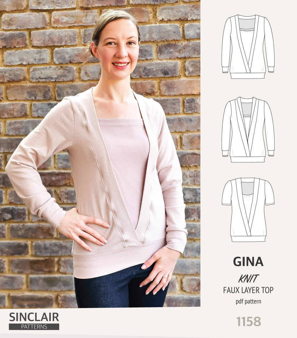 Gina crossover faux underlay knit top (PDF) – Sinclair Patterns