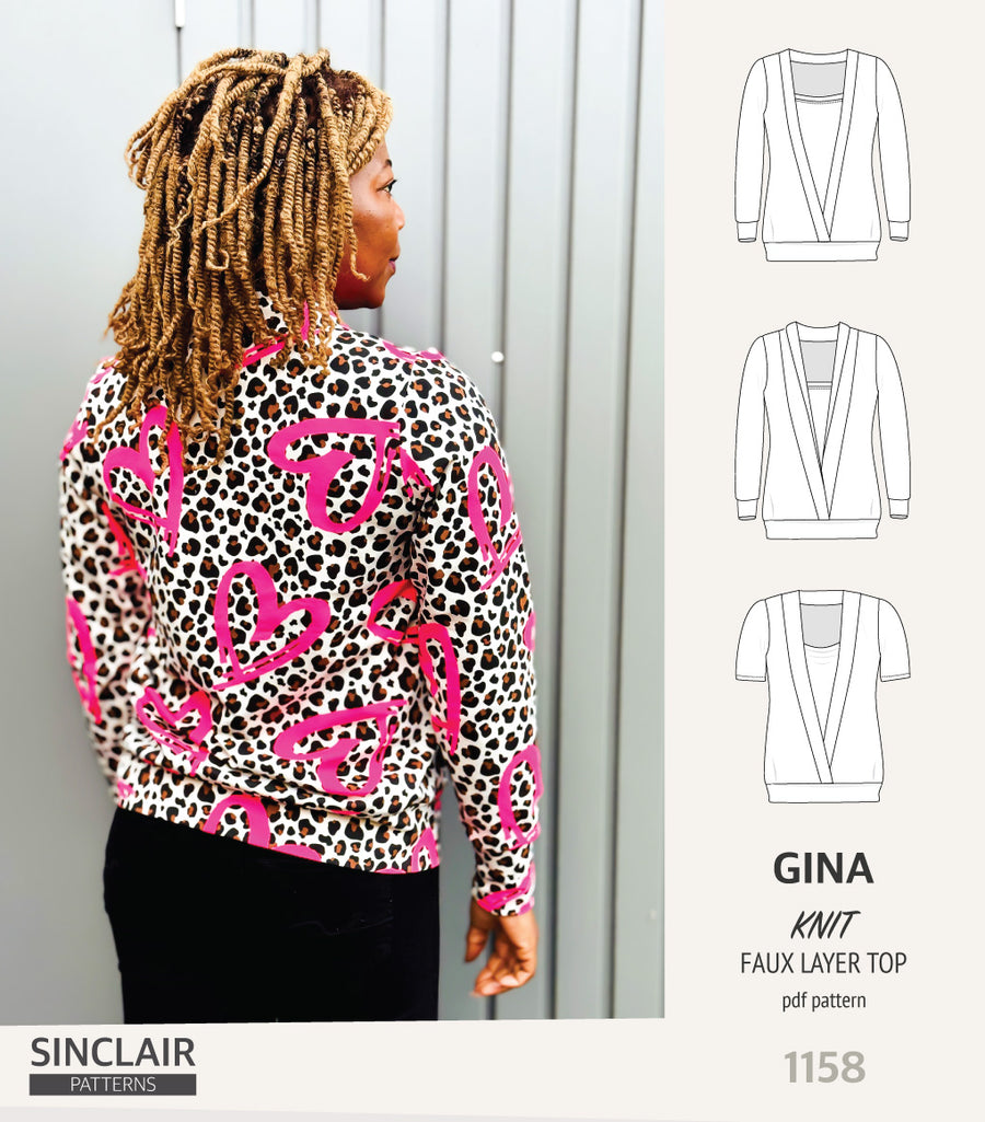 Gina crossover faux underlay knit top (PDF) – Sinclair Patterns