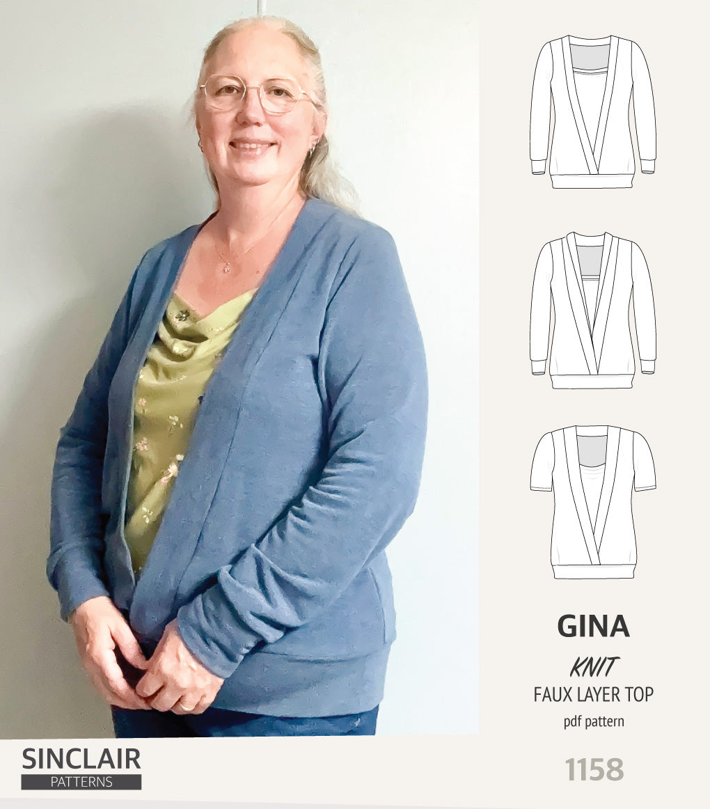 Gina crossover faux underlay knit top (PDF) – Sinclair Patterns