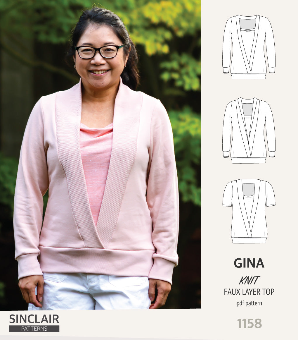 Gina crossover faux underlay knit top (PDF) – Sinclair Patterns