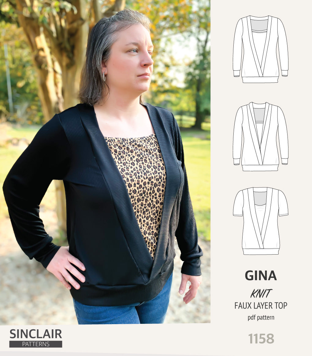 Gina crossover faux underlay knit top (PDF) – Sinclair Patterns