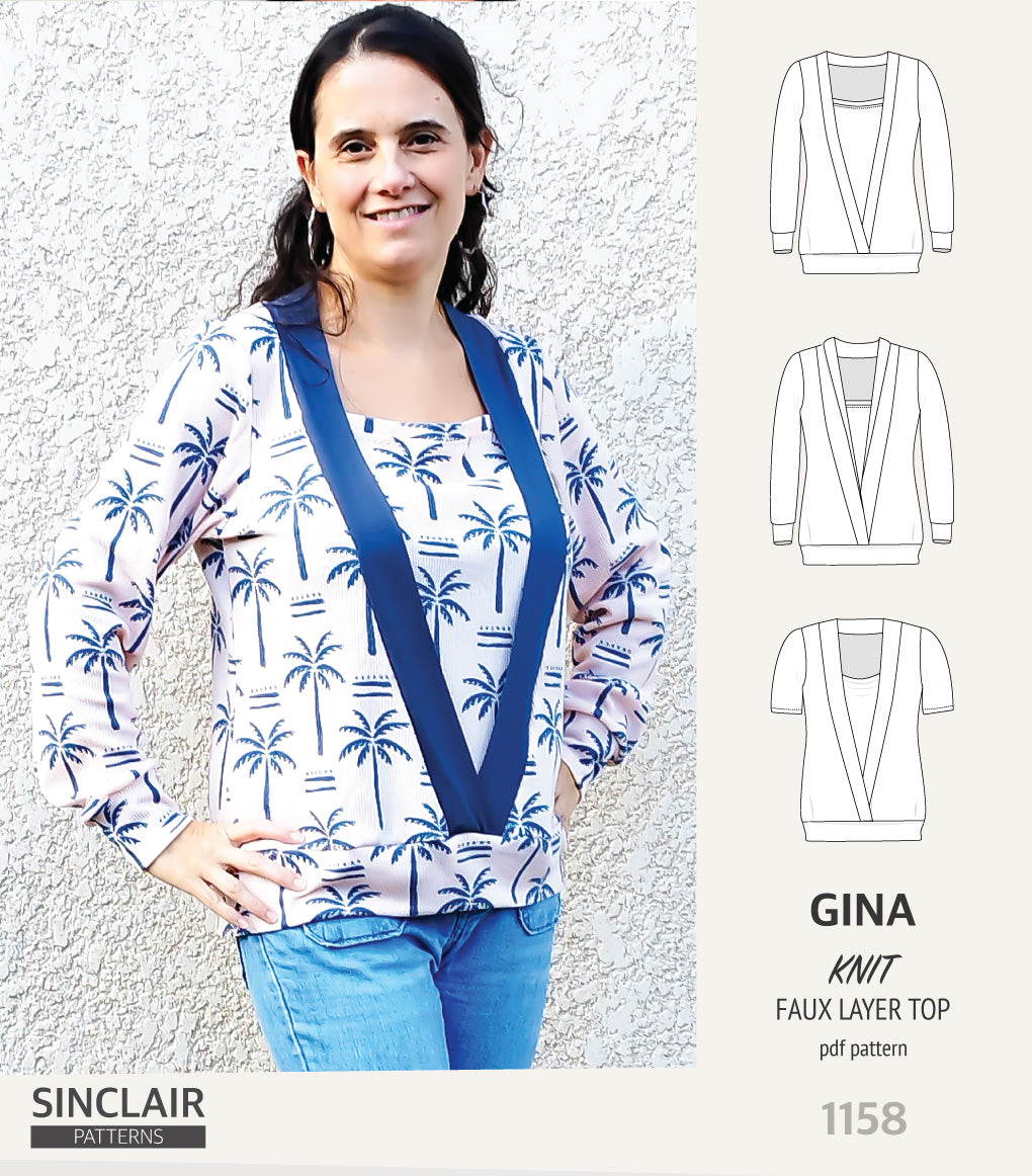 Gina crossover faux underlay knit top (PDF) – Sinclair Patterns