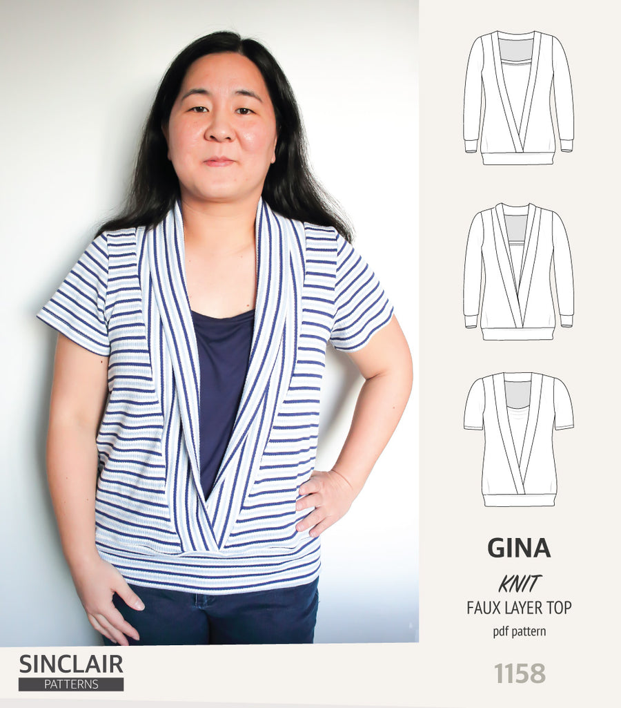 Gina crossover faux underlay knit top (PDF) – Sinclair Patterns