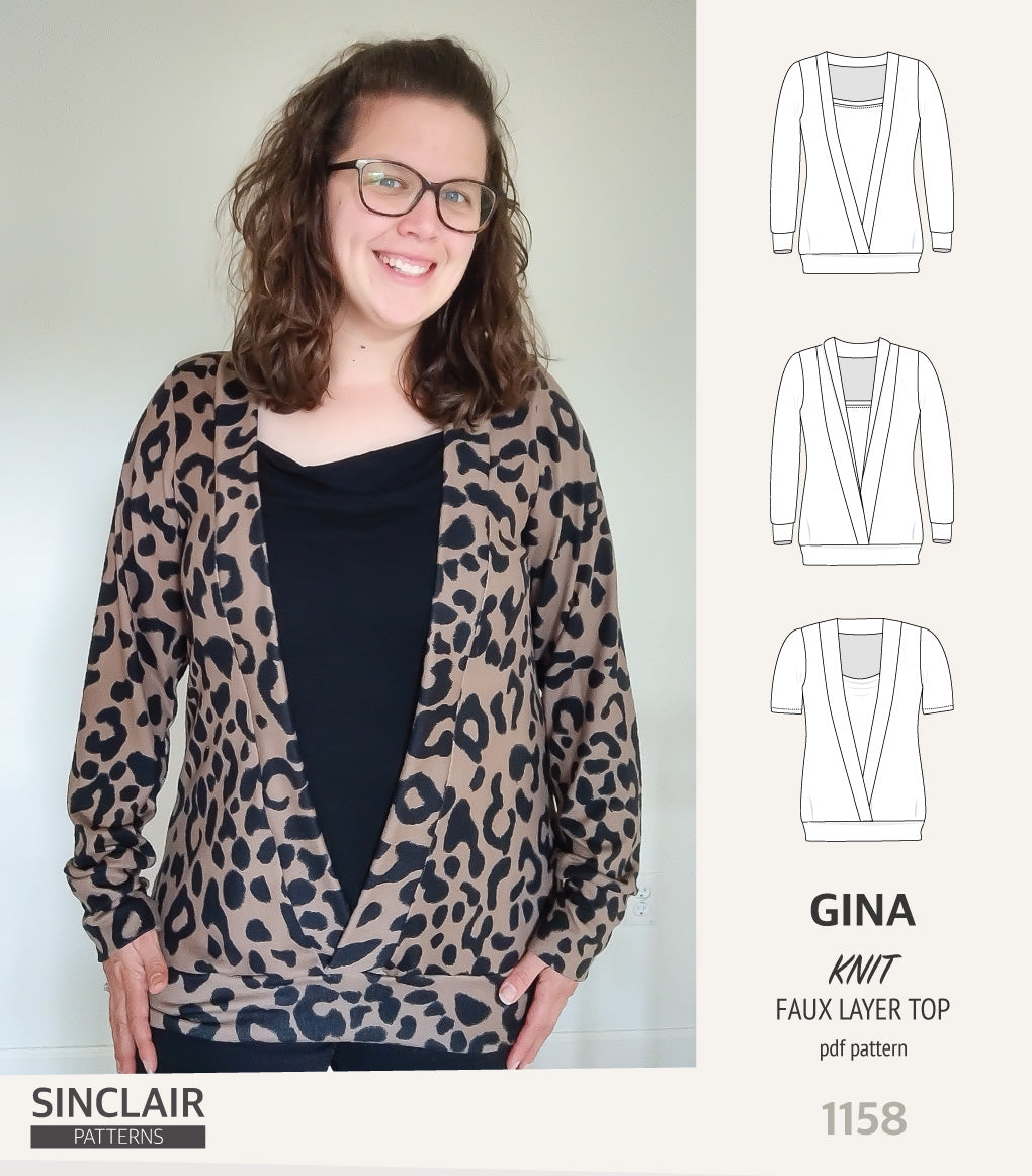 Gina crossover faux underlay knit top (PDF) – Sinclair Patterns