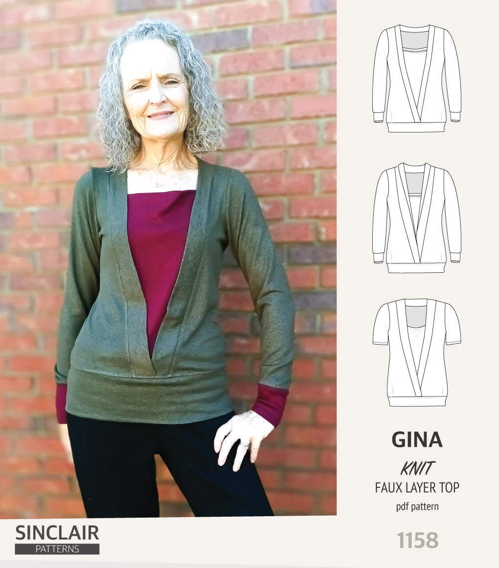 Gina crossover faux underlay knit top (PDF) – Sinclair Patterns