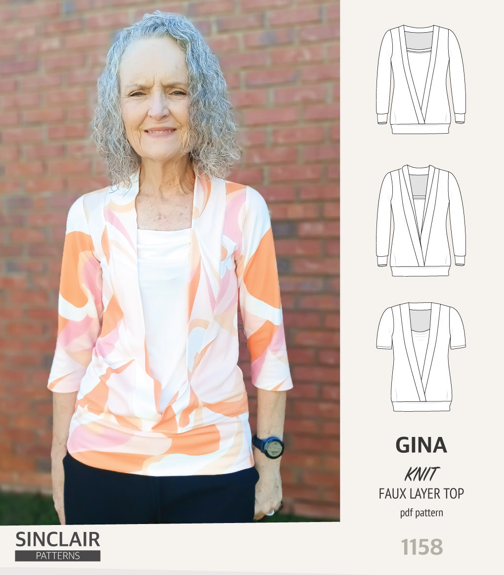 Gina crossover faux underlay knit top (PDF) – Sinclair Patterns