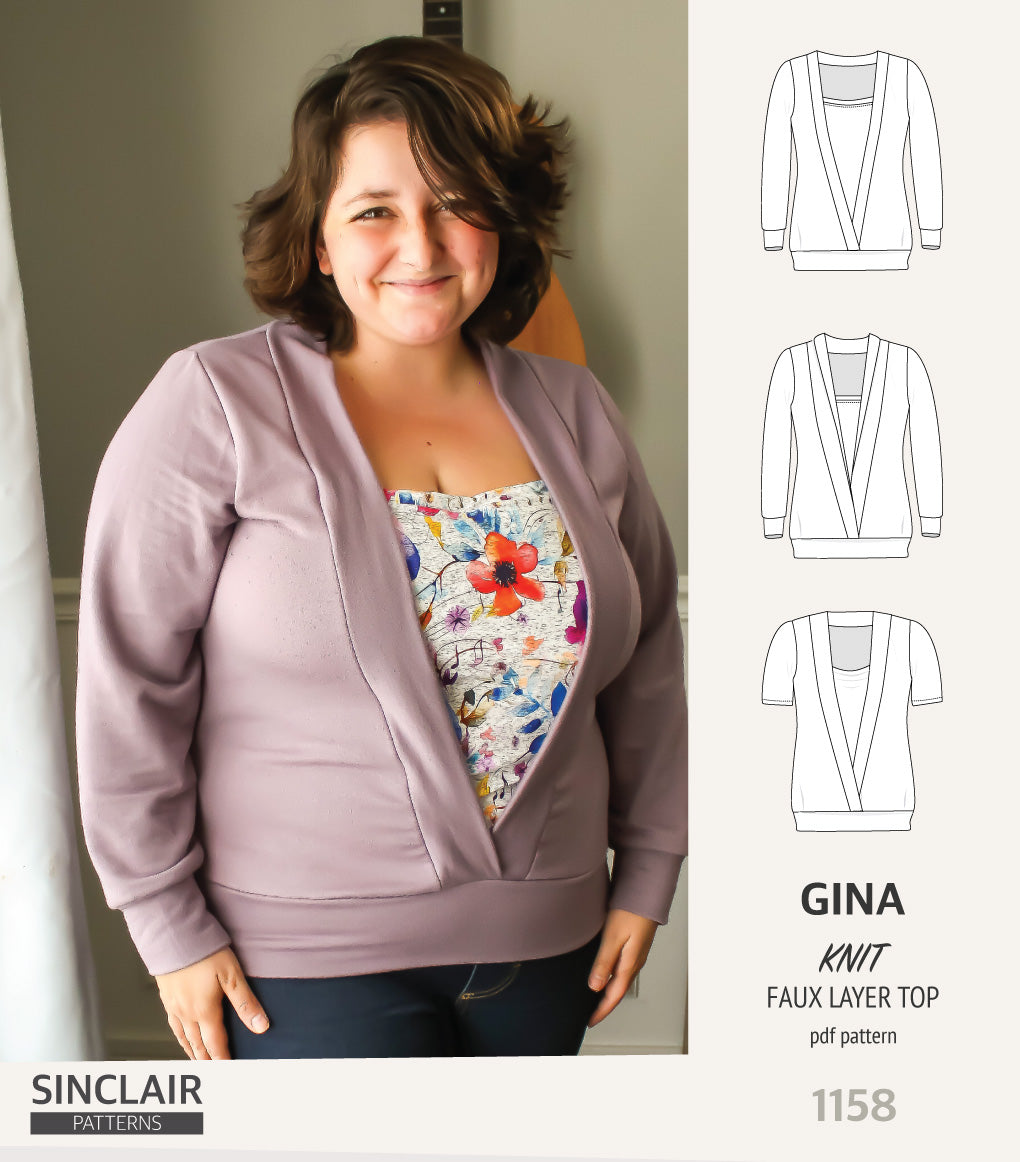 Gina crossover faux underlay knit top (PDF) – Sinclair Patterns