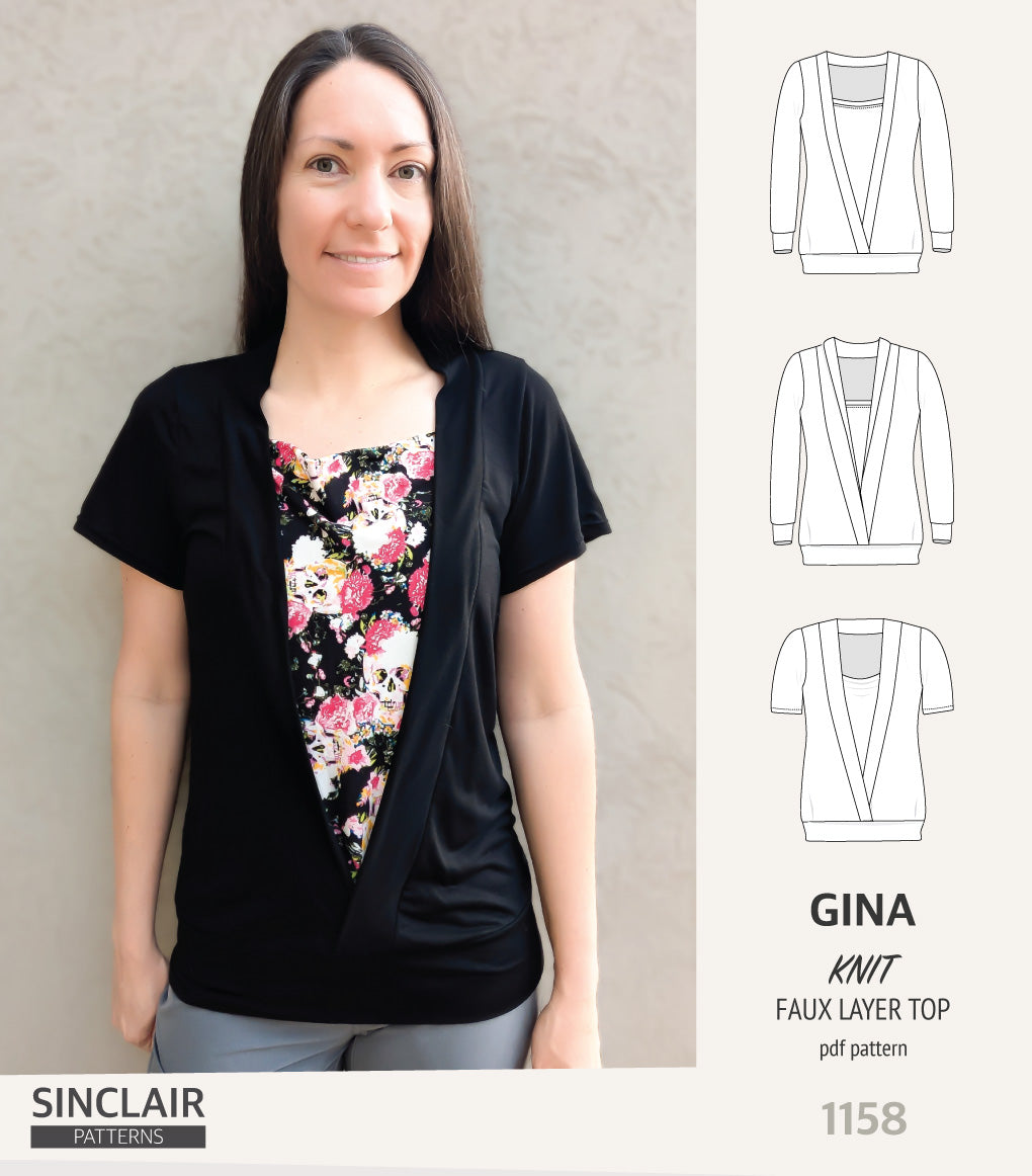 Gina crossover faux underlay knit top (PDF) – Sinclair Patterns