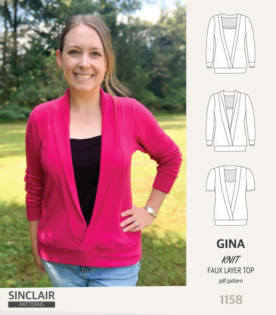 Gina crossover faux underlay knit top (PDF) – Sinclair Patterns