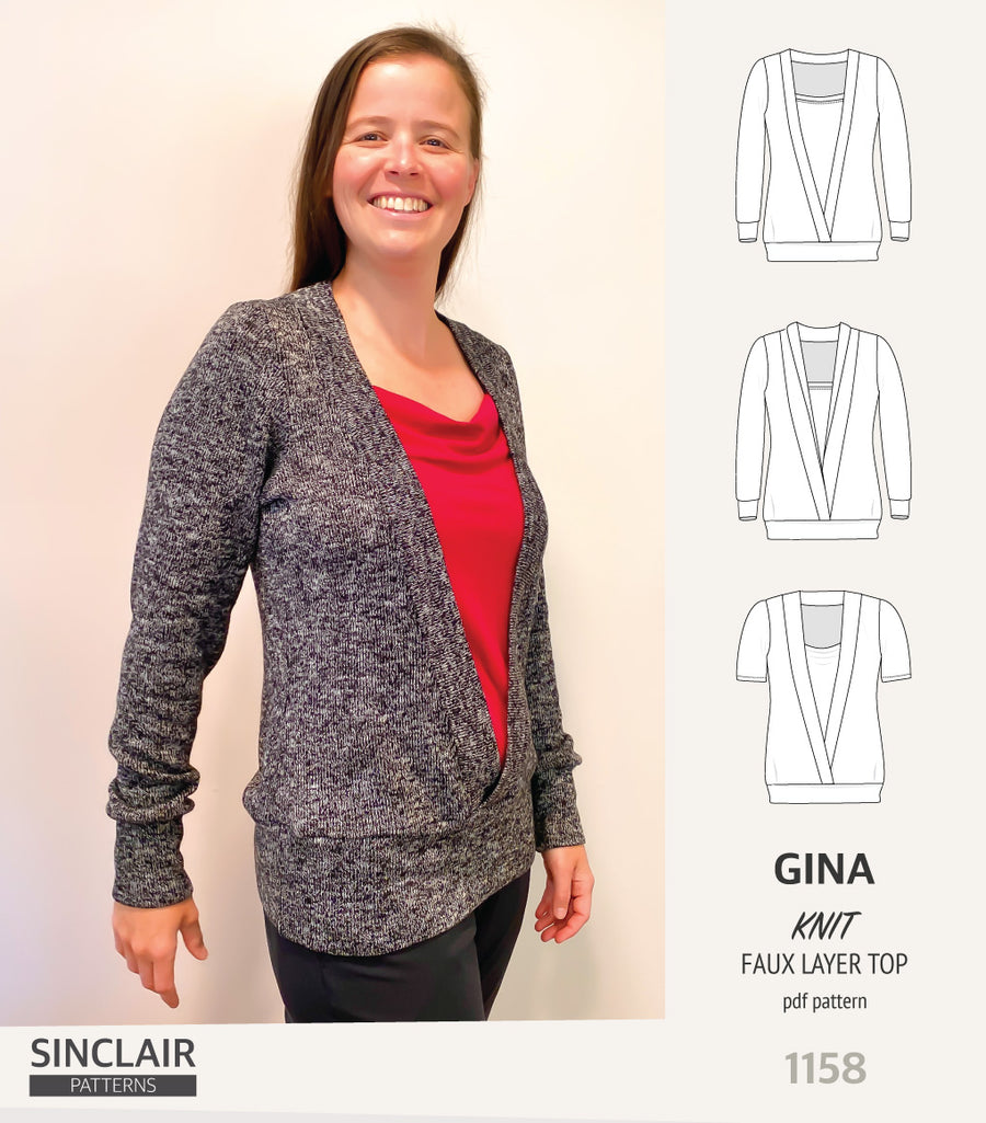 Gina crossover faux underlay knit top (PDF) – Sinclair Patterns