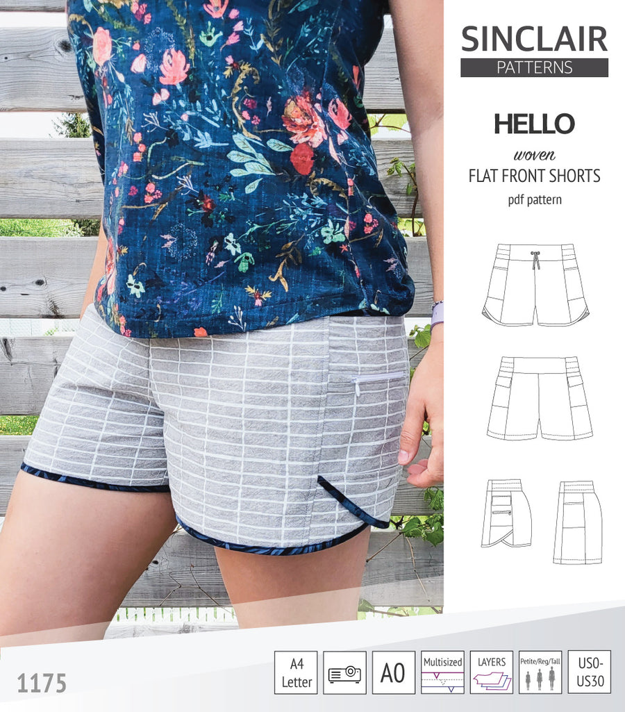 Hello flat front elastic back woven shorts with side panels (pdf sewing ...