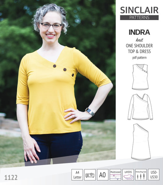 Indra one shoulder knit top (PDF sewing pattern) - Sinclair Patterns