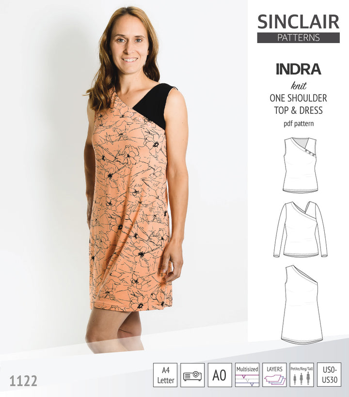 Indra one shoulder knit top (PDF sewing pattern) – Sinclair Patterns