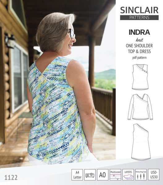 Indra one shoulder knit top (PDF sewing pattern) - Sinclair Patterns