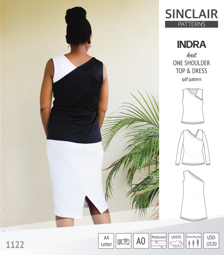 Indra one shoulder knit top (PDF sewing pattern) – Sinclair Patterns