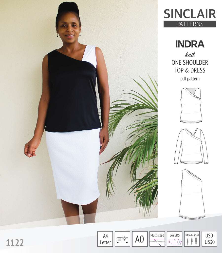 Indra one shoulder knit top (PDF sewing pattern) – Sinclair Patterns