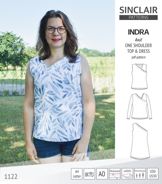 Indra one shoulder knit top (PDF sewing pattern) - Sinclair Patterns