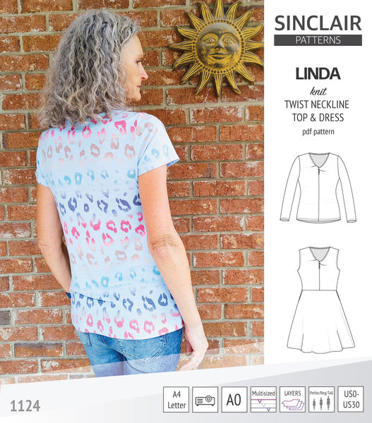Linda twist neckline knit top and dress (PDF sewing pattern) - Sinclair ...