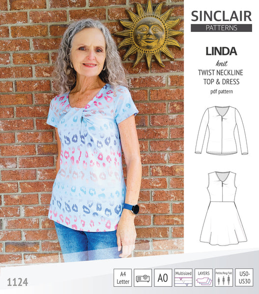 Linda twist neckline knit top and dress (PDF sewing pattern) - Sinclair ...