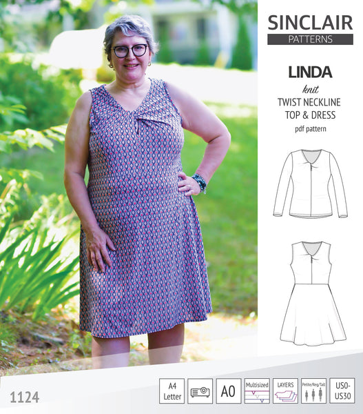 Linda twist neckline knit top and dress (PDF sewing pattern) - Sinclair ...
