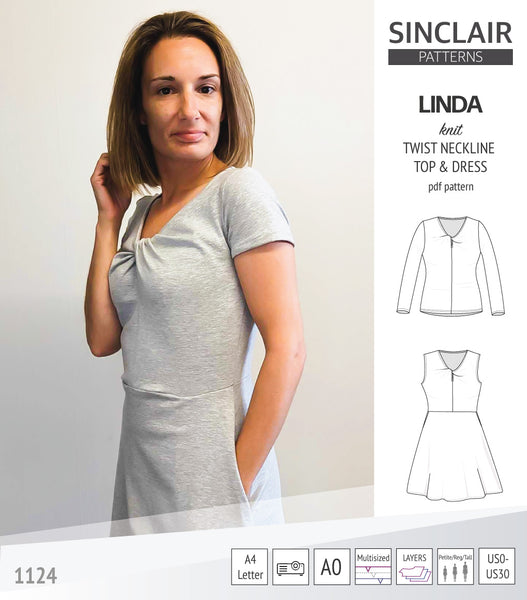 Linda twist neckline knit top and dress (PDF sewing pattern) - Sinclair ...
