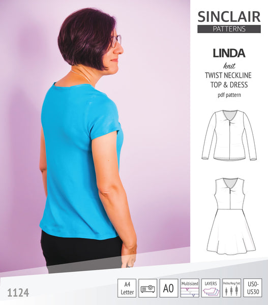 Linda twist neckline knit top and dress (PDF sewing pattern) - Sinclair ...
