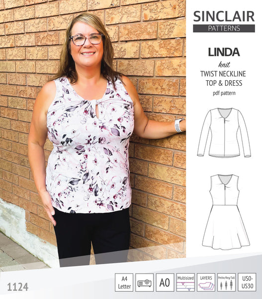 Linda twist neckline knit top and dress (PDF sewing pattern) - Sinclair ...