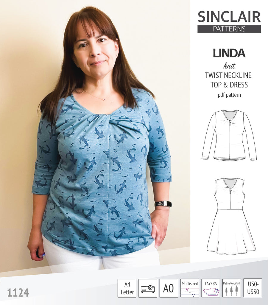 Linda twist neckline knit top and dress (PDF sewing pattern) – Sinclair ...