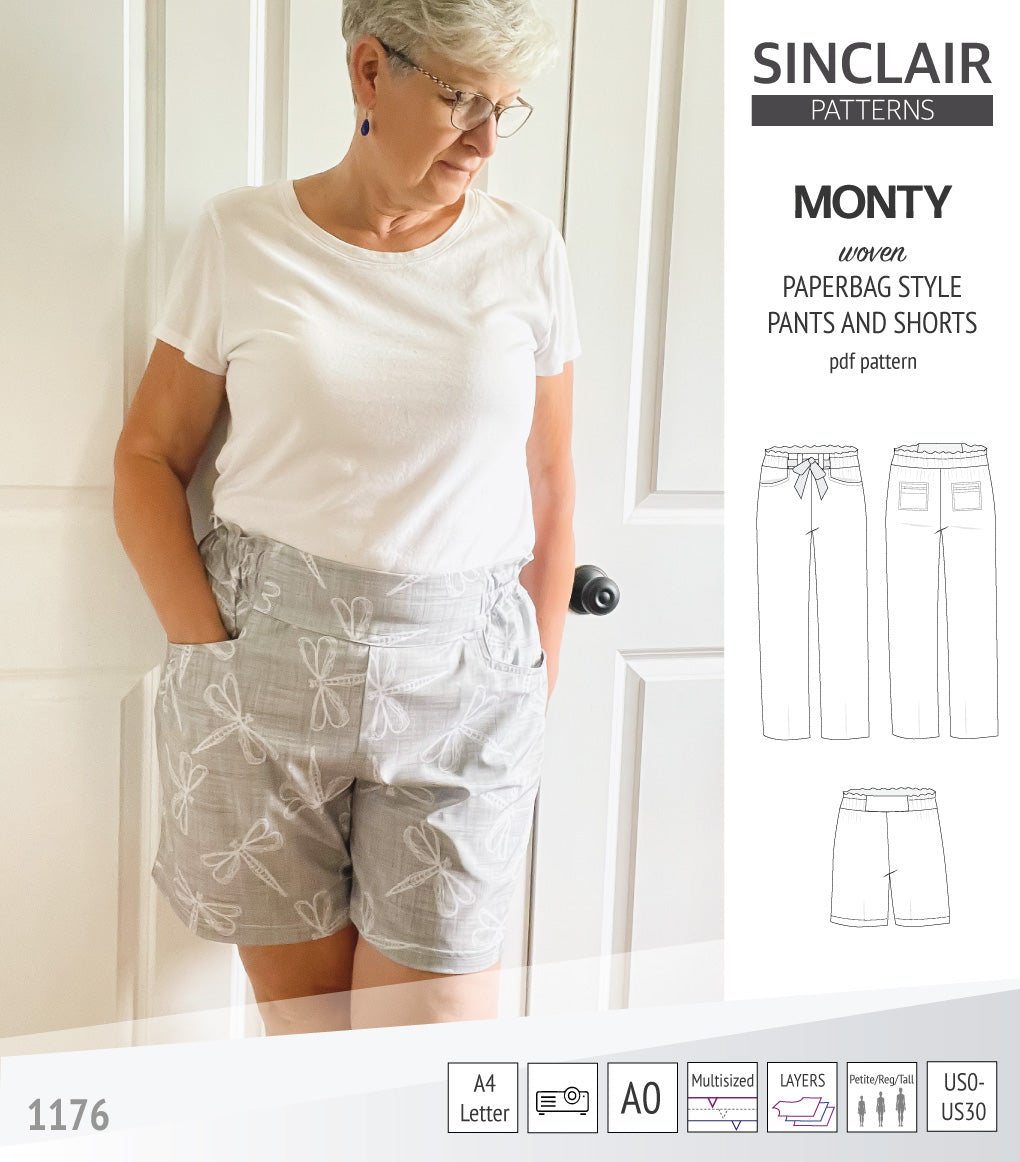 Monty paperbag waistline woven shorts and pants with ties (pdf sewing ...