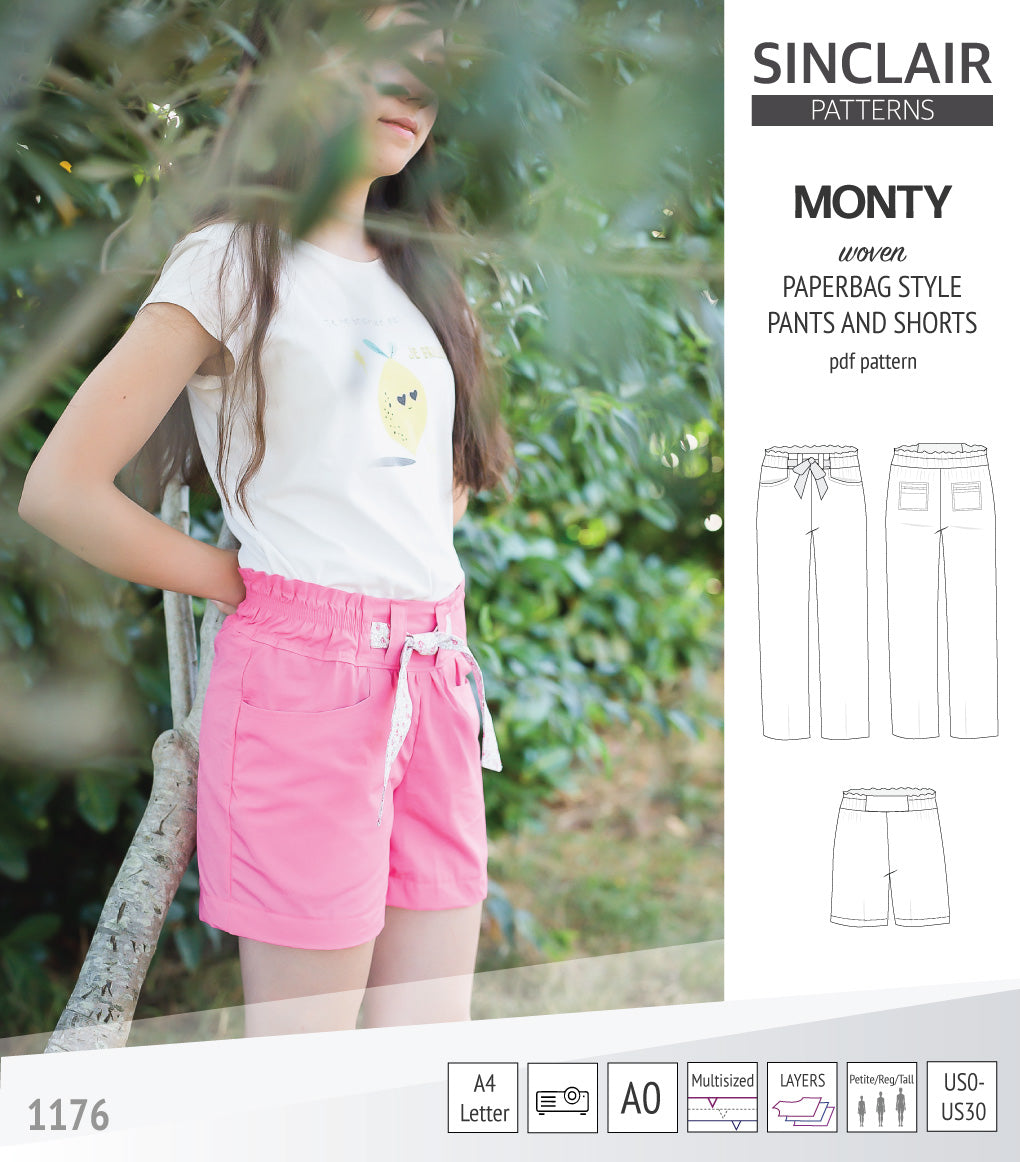 Monty paperbag waistline woven shorts and pants with ties (pdf sewing ...