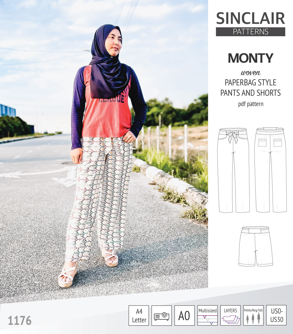 Monty paperbag waistline woven shorts and pants with ties (pdf sewing ...