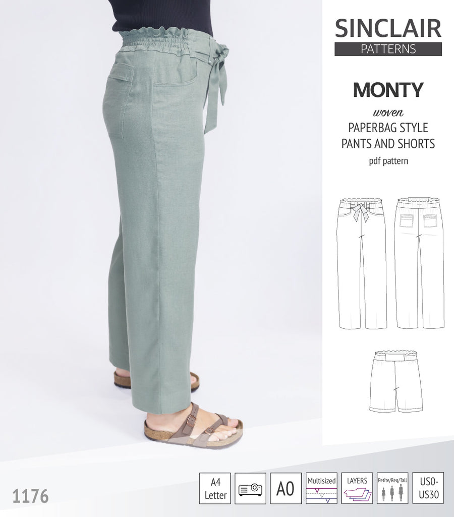 Monty paperbag waistline woven shorts and pants with ties (pdf sewing ...
