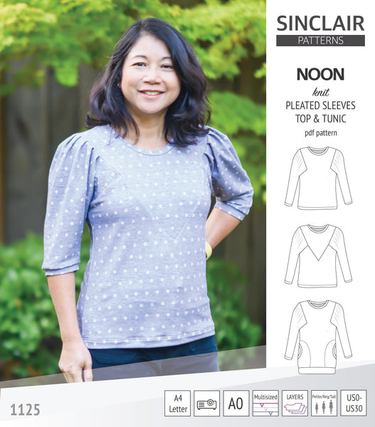 Noon pleated sleeves knit top and tunic (PDF sewing pattern) - Sinclair ...