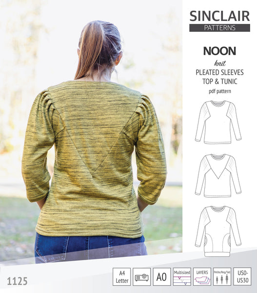 Noon pleated sleeves knit top and tunic (PDF sewing pattern) - Sinclair ...