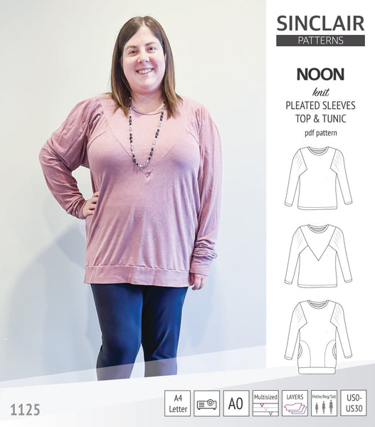 Noon pleated sleeves knit top and tunic (PDF sewing pattern) - Sinclair ...