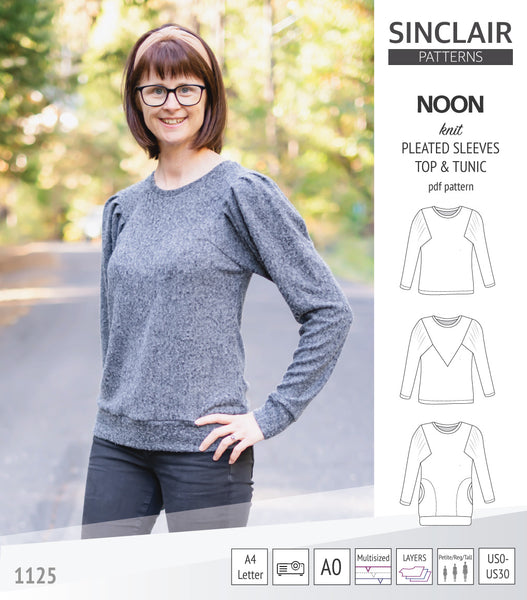 Noon pleated sleeves knit top and tunic (PDF sewing pattern) - Sinclair ...